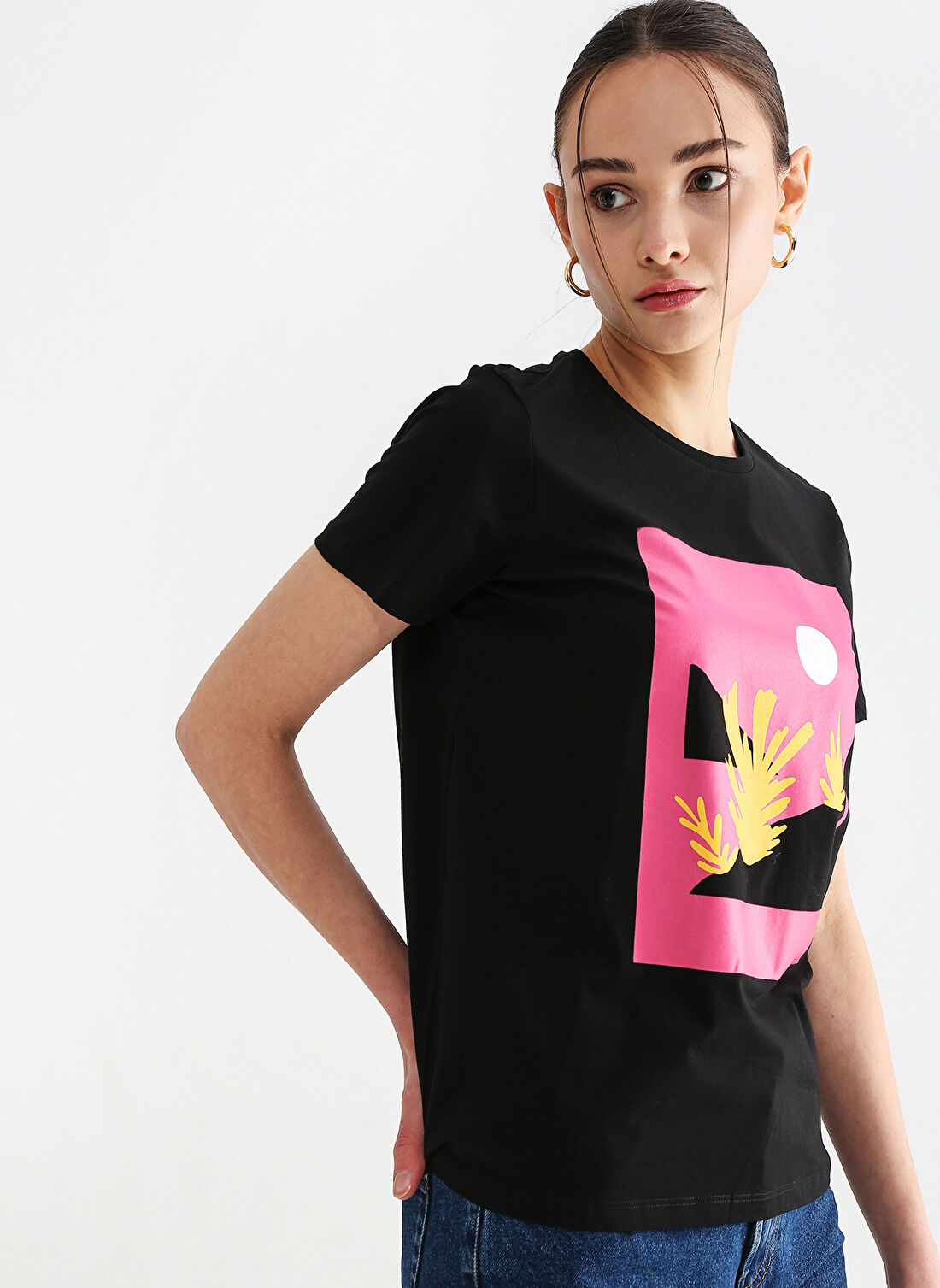 Fabrika Bisiklet Yaka Baskılı Siyah Kadın T-Shirt Cedric - 1118961 | Boyner