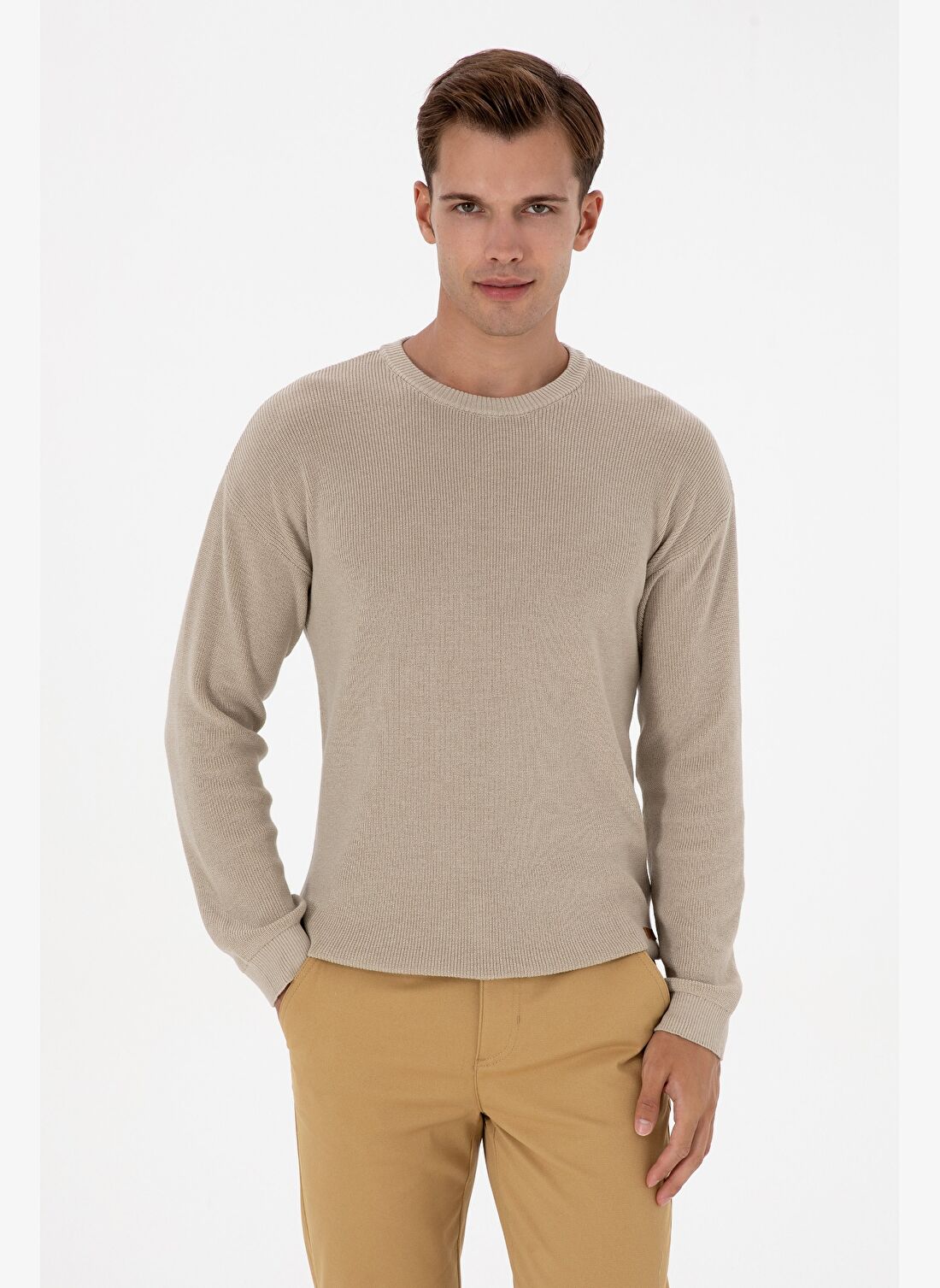 U.S. Polo Assn. Erkek Comfort Fit Bisiklet Yaka Taş Melanj Basic Kazak ...