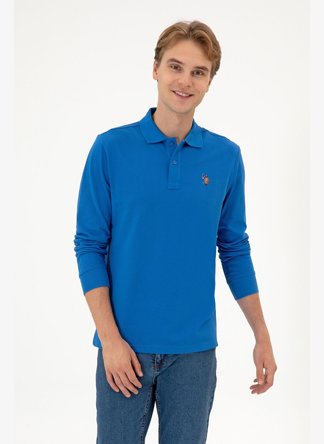 U.S. Polo Assn. Erkek Regular Fit Polo Yaka Koyu Mavi Basic Sweatshirt ...