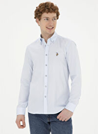 U.S. Polo Assn. Slim Fit Düğmeli Yaka Açık Mavi Erkek Gömlek ...
