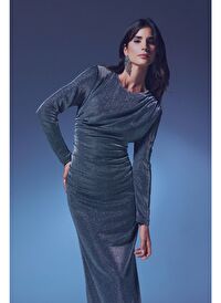 Simli Midi Elbise - Antrasİt - 15332167 | Boyner