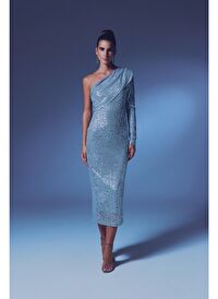 Tek Kollu Payet Elbise - Gümüş - 15332164 | Boyner