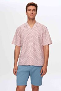 Twn Relaxed Beyaz Baskılı Desenli İzci Yaka Kısa Kollu Yazlık Gömlek ...