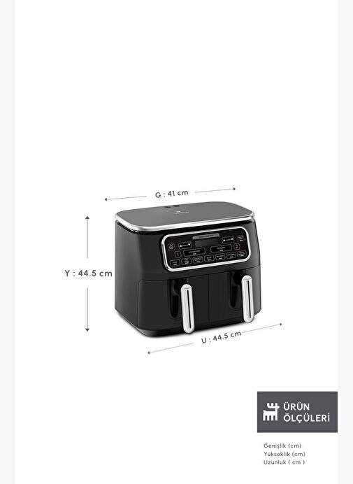 Karaca Air Pro Cook Duo Tandır Xxxl Airfryer Black Silver 8L - 15731237 ...