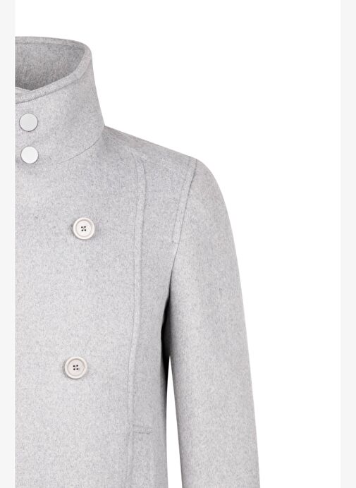 Gri Slim Fit Kruvaze Yünlü Kaşe Kaban - 15797373 | Boyner