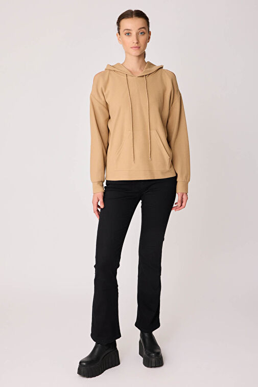 Omuz Dekolteli Kanguru Cep Kapüşonlu Sweatshirt - 15326901 | Boyner