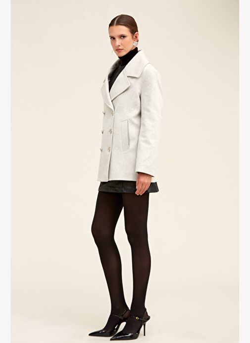 Gri Dinamik Fit Kruvaze Kaşe Mont - 15797379 | Boyner