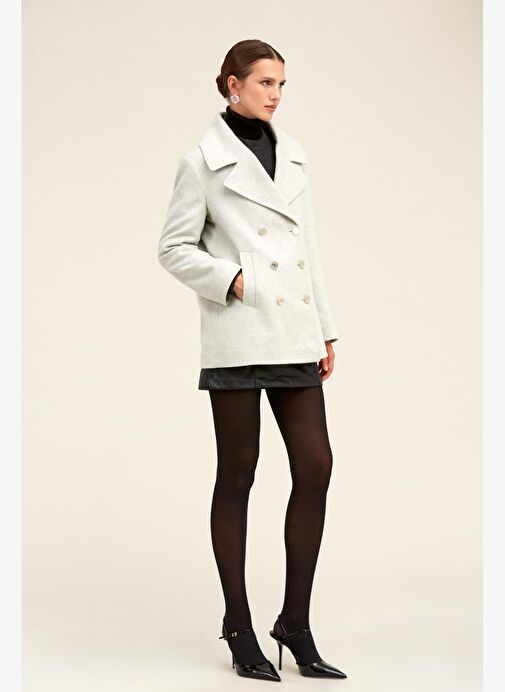 Gri Dinamik Fit Kruvaze Kaşe Mont - 15797379 | Boyner