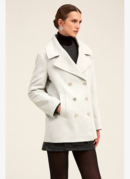 Gri Dinamik Fit Kruvaze Kaşe Mont - 15797379 | Boyner