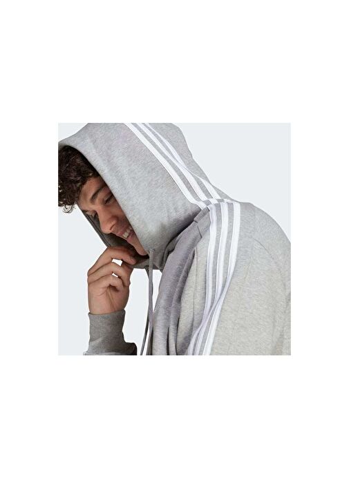 Adidas Essentials French Terry 3-Stripes Erkek Gri Sweatshirt (Ic0437 ...