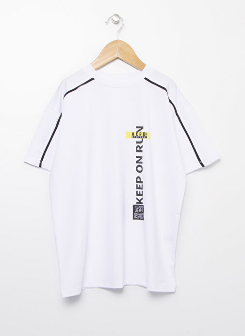 Aeropostale 21 Sab-10 Bisiklet Yaka Kısa Kollu Baskılı Beyaz Erkek ...