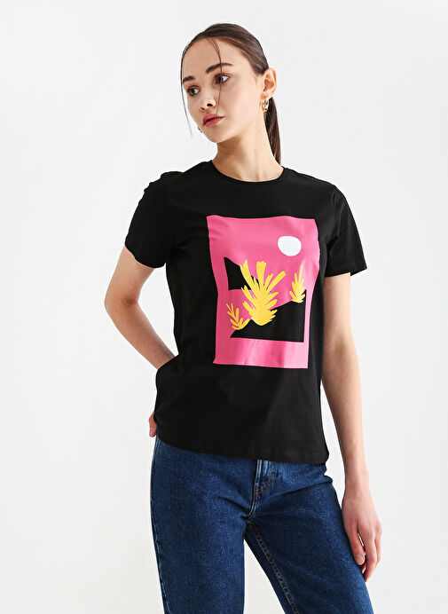 Fabrika Bisiklet Yaka Baskılı Siyah Kadın T-Shirt Cedric - 1118961 | Boyner