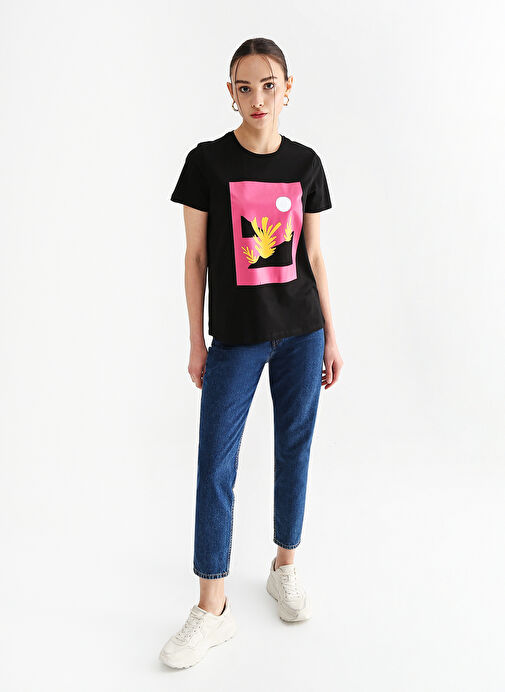 Fabrika Bisiklet Yaka Baskılı Siyah Kadın T-Shirt Cedric - 1118961 | Boyner