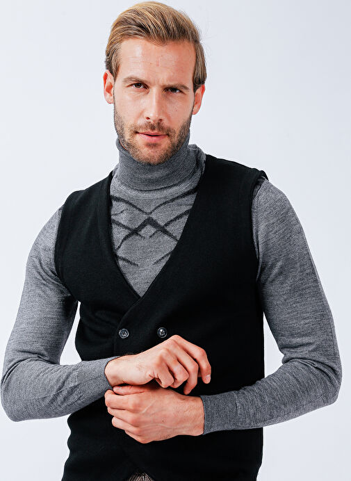 Beymen Business V Yaka Siyah Erkek Yün Kazak 4B4923100042 - 1301018 ...
