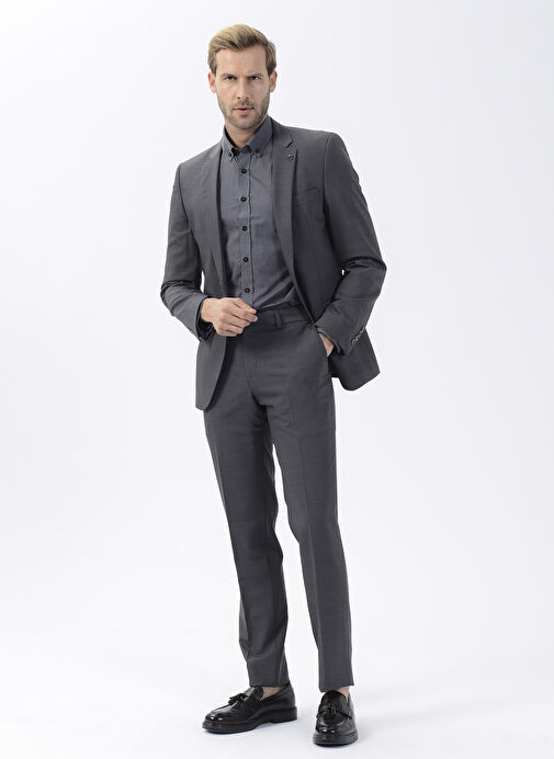 Beymen Business Normal Bel Regular Fit Koyu Gri Erkek Takım Elbise ...