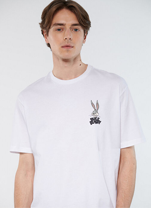 Mavi Bisiklet Yaka Baskılı Beyaz Erkek T-Shirt M0610636-620_Bugs Bunny ...