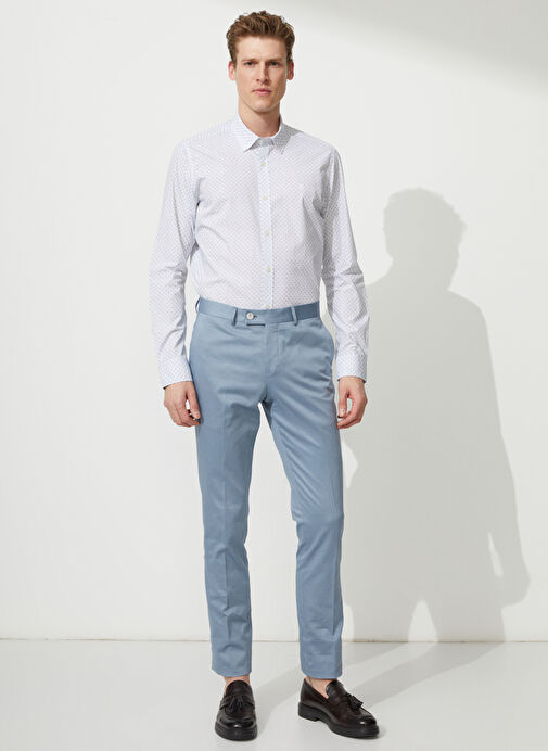 Beymen Business Slim Fit Düğmeli Yaka Beyaz - Siyah Erkek Gömlek ...