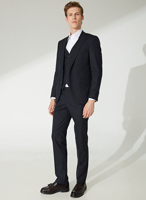Beymen Business Normal Bel Slim Fit Lacivert Erkek Yelekli Takım ...