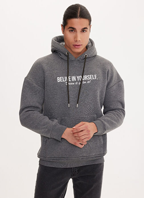 The Crow Kapüşon Yaka Antrasit Erkek Sweatshırt Tc3915 - 1682593 | Boyner