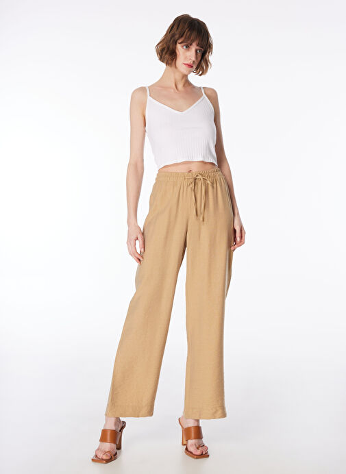 Fabrika Deve Tüyü Kadın Lastikli Bol Kesim Pantolon F4sl-Pnt0848 ...