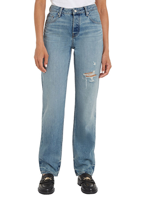 Classic Straight Rw Ash Wrn Yüksek Bel Düz Paça Normal Mavi Kadın Denim ...