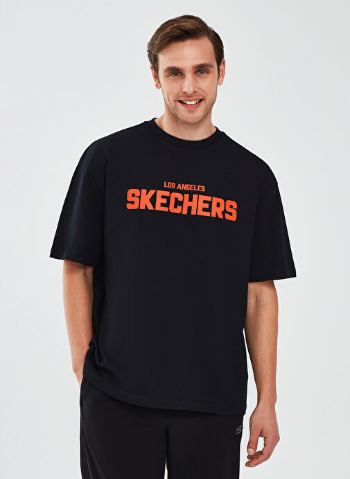 Skechers S241070-001 Graphic T-Shirt M Short Siyah Erkek Bisiklet Yaka ...