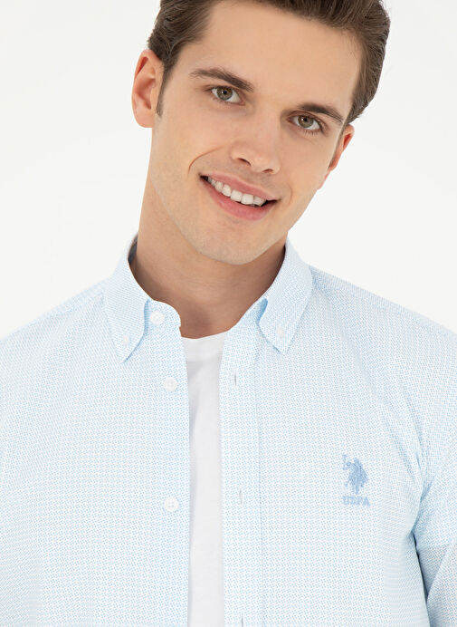 U.S. Polo Assn. Slim Fit Düğmeli Yaka Koyu Mavi Erkek Gömlek Cardio ...