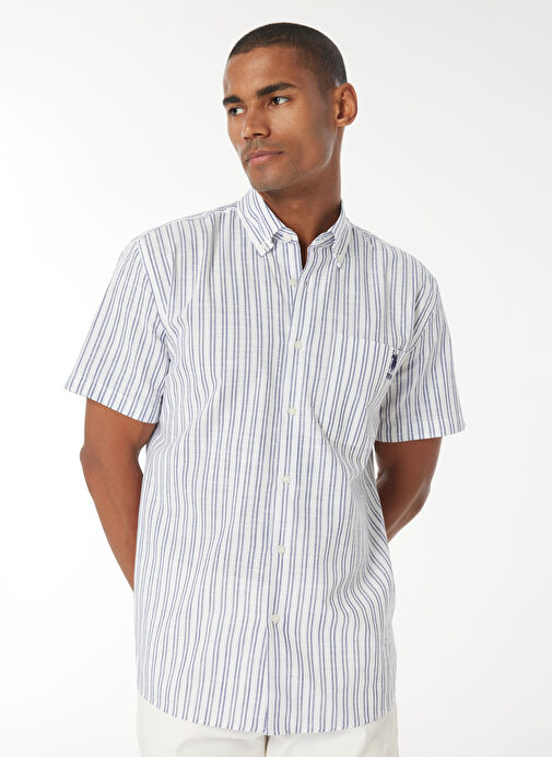 U.S. Polo Assn. Lacivert Erkek Düğmeli Regular Fit Gömlek Mambakisa ...