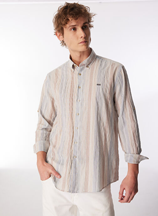 U.S. Polo Assn. Regular Fit Düğmeli Yaka Koyu Mavi Erkek Gömlek Mosta ...