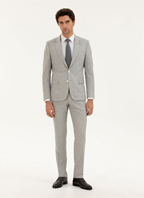 Cacharel Açık Gri Erkek Slim Fit Ekose Takım Elbise Nairo - 1801226 ...