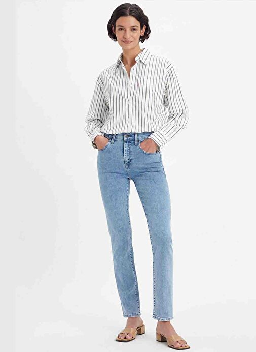 Levis Lacivert Kadın Straight Denim Pantolon 724 High Rise Straight ...
