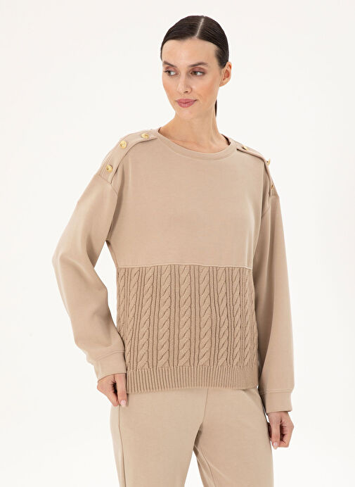 Pierre Cardin Bej Kadın Bisiklet Regular Fit Düz Sweatshirt Desra-S - 15261859 | Boyner