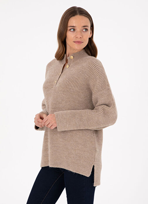 Pierre Cardin Yarım Balıkçı Comfort Fit Vizon Kadın Kazak Tuya ...