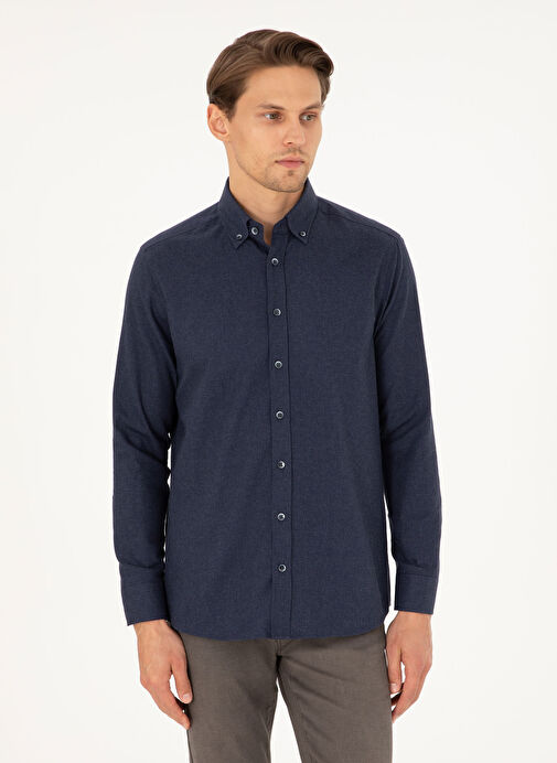 Pierre Cardin Lacivert Erkek Düğmeli Regular Fit Düz Gömlek Oles - 15261955 | Boyner