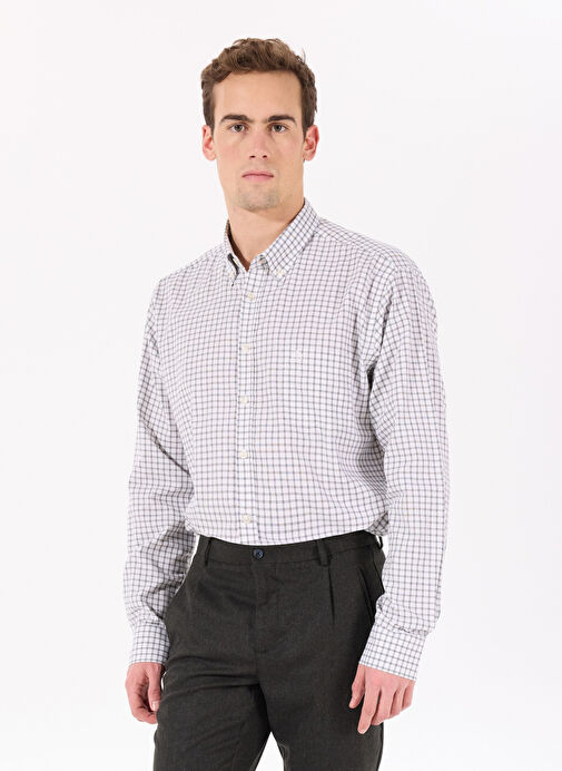 Beymen Business Siyah - Beyaz Erkek Düğmeli Regular Fit Gömlek ...