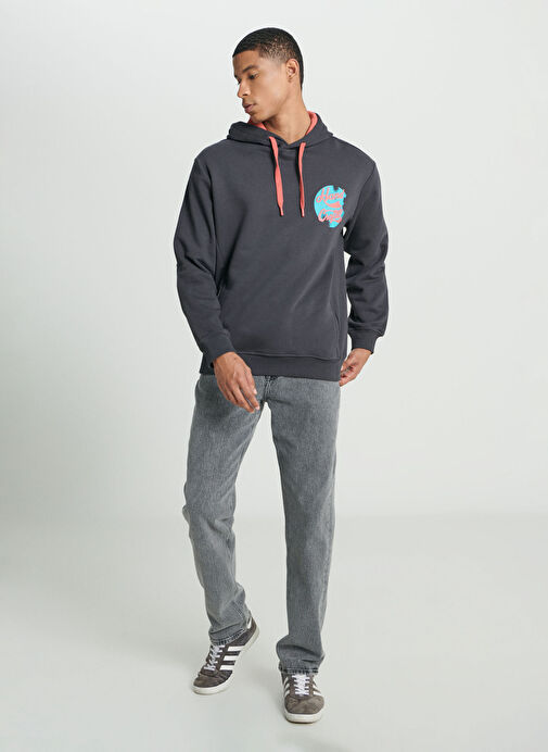 Lee Antrasit Erkek Kapüşon Yaka Regular Fit Sweatshirt L232273003 ...