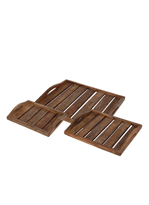 Boyner Evde Kahve Tepsi 3Lu Kahve Ahsap 20Cm - 15336015 | Boyner