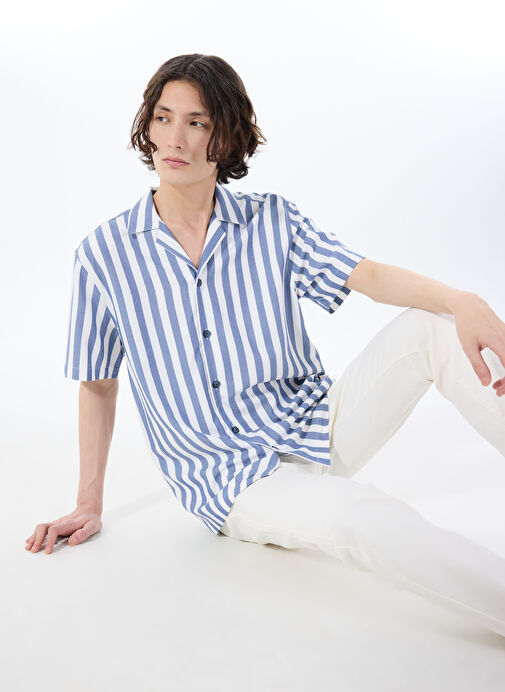 Mustang Mavi Erkek Apaş Relaxed Çizgili Gömlek M5sm-Gml1053 - 15470590 ...