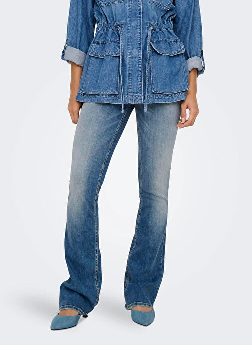 Only Açık Mavi Kadın Normal Taşlamalı Denim Pantolon Onlblush Mid ...