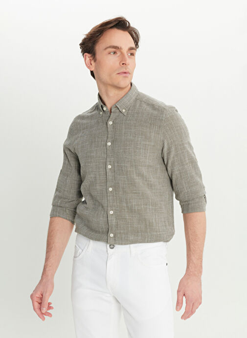 Altınyıldız Classics Haki Erkek Düğmeli Slim Fit Gömlek Ace020252165 ...