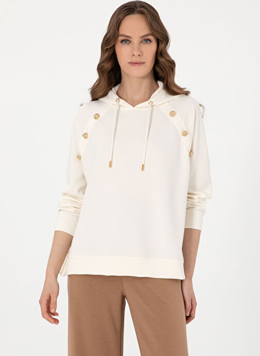 Pierre Cardin Ekru Kadın Kapüşon Oversized Sweatshirt Ovis-S - 15525265 | Boyner
