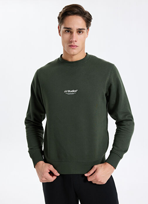 Jack & Jones Yeşil Erkek Rahat Baskılı Sweatshirt 12278791_Jjesoho ...