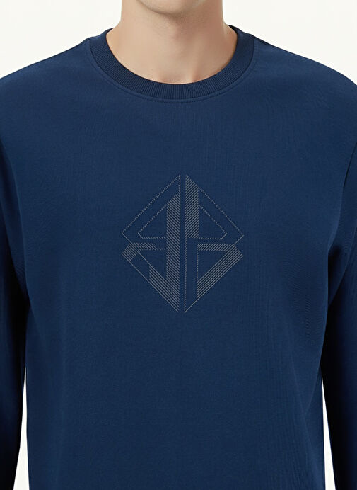 Beymen Business Lacivert Erkek Bisiklet Yaka Standart Geometrik Desenli ...