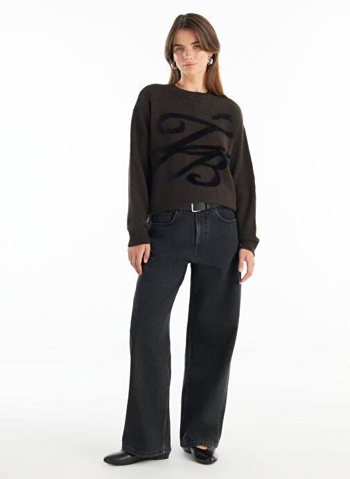 Ted Baker Kahverengi Kadın Bisiklet Yaka Standart Fit Nakışlı Kazak ...