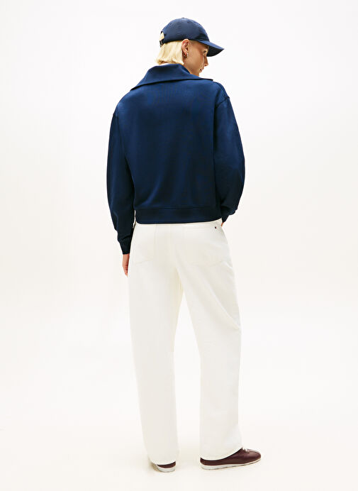 Tommy Hilfiger Lacivert Kadın Fermuarlı Standart Fit Nakışlı Sweatshirt ...