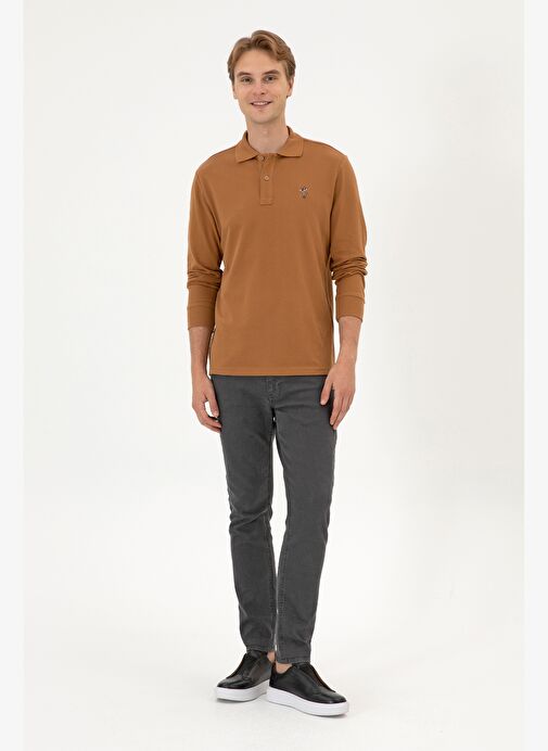 U.S. Polo Assn. Erkek Regular Fit Polo Yaka Camel Basic Sweatshirt ...