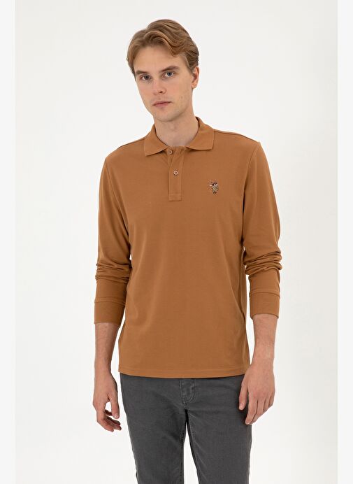U.S. Polo Assn. Erkek Regular Fit Polo Yaka Camel Basic Sweatshirt ...