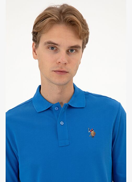 U.S. Polo Assn. Erkek Regular Fit Polo Yaka Koyu Mavi Basic Sweatshirt ...
