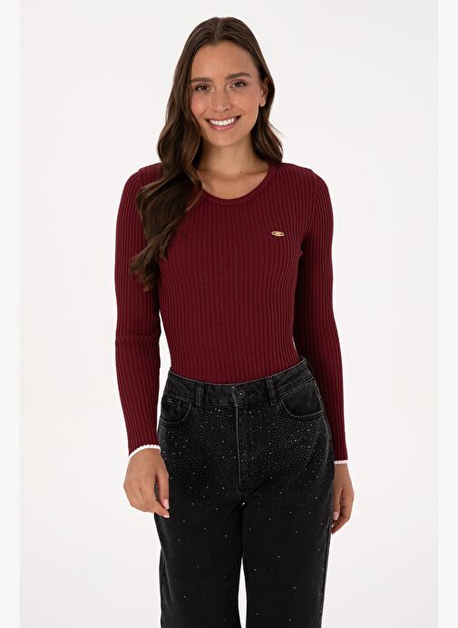 U.S. Polo Assn. Kadın Bordo Bisiklet Yaka Kazak 50314780-Vr014 ...