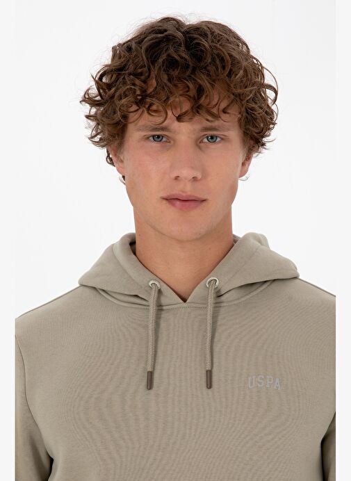 U.S. Polo Assn. Erkek Regular Fit Kapüşonlu Şardonlu Açık Haki Basic ...